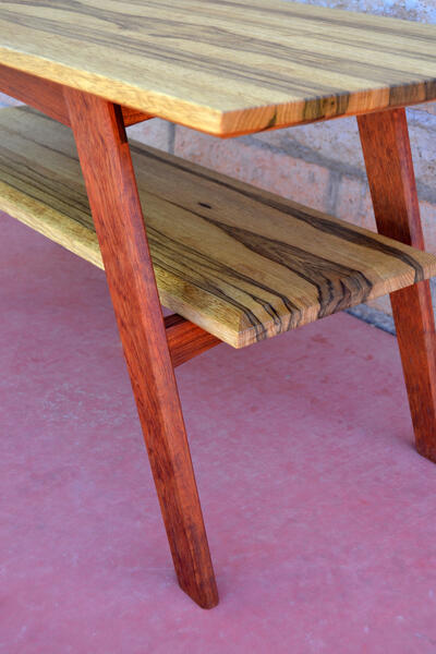 Black Limba and Bubinga Coffee Table with Shelf
